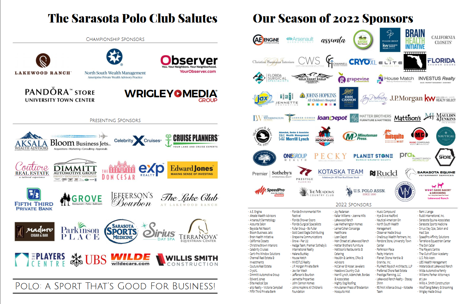 Advertising & Sponsorships - Sarasota Polo Club